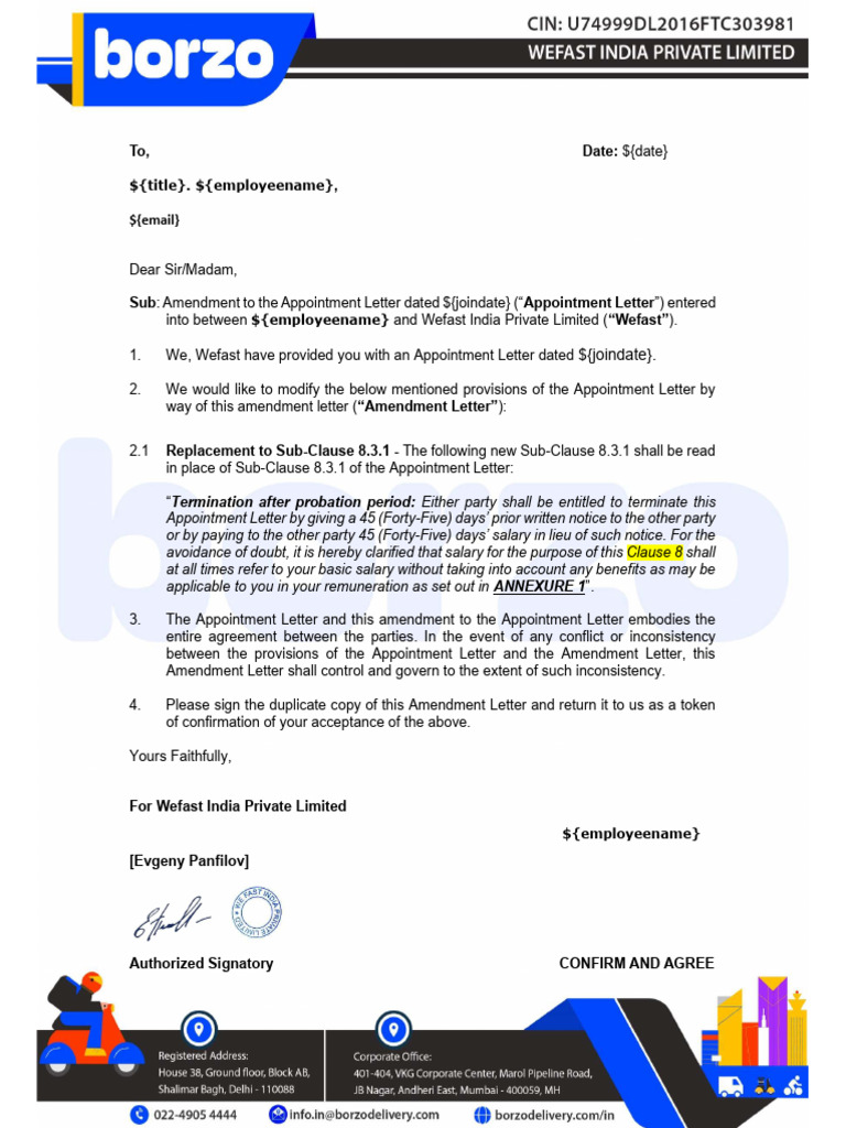 Amendment Letter | PDF