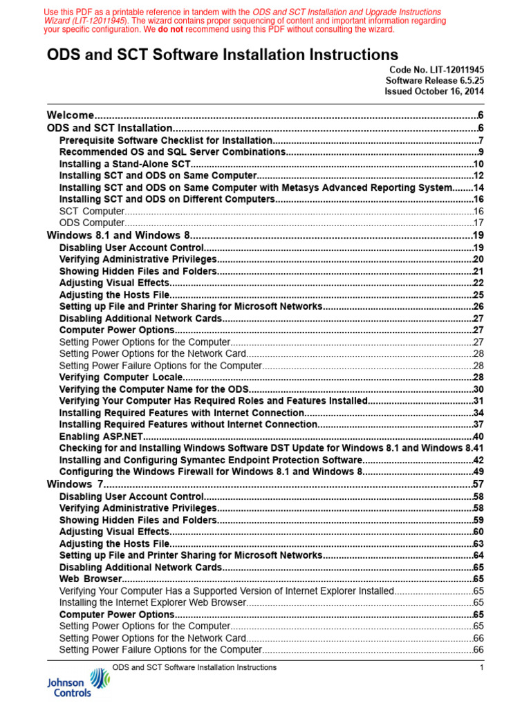 ODS and SCT Software Installation Instructions: Do Not Recommend Using ...