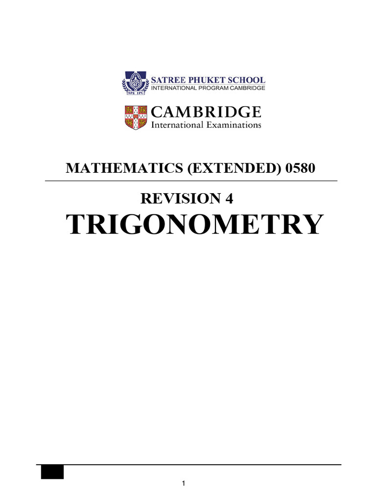 4 Revision Paper - Trigonometry CIE Math IGCSE Extended 0850 | PDF | Triangle | Classical Geometry