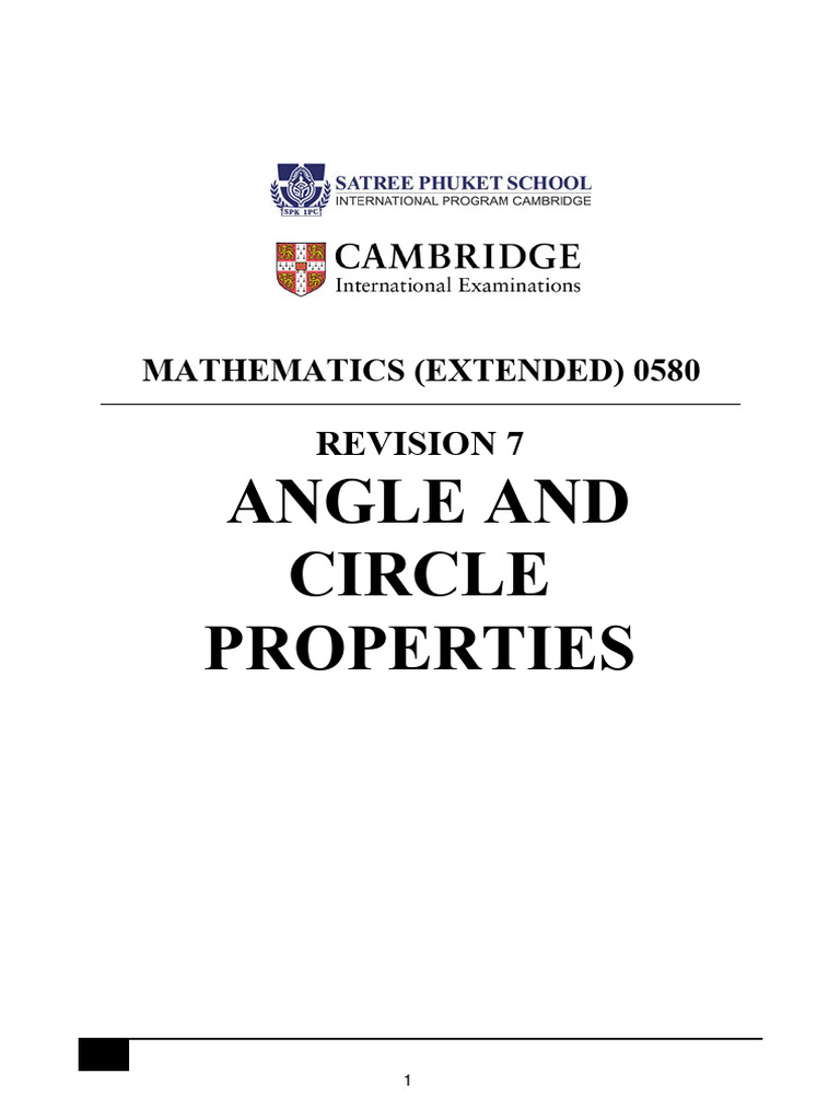 7 Revision Paper - Angle Properties CIE Math IGCSE Extended 0850 | PDF | Circle | Triangle