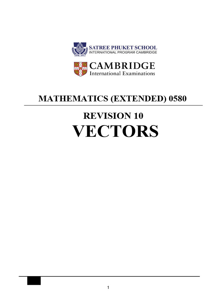 10 Revision Paper Vectors Cie Math Igcse Extended 0850 Pdf Euclidean Plane Geometry