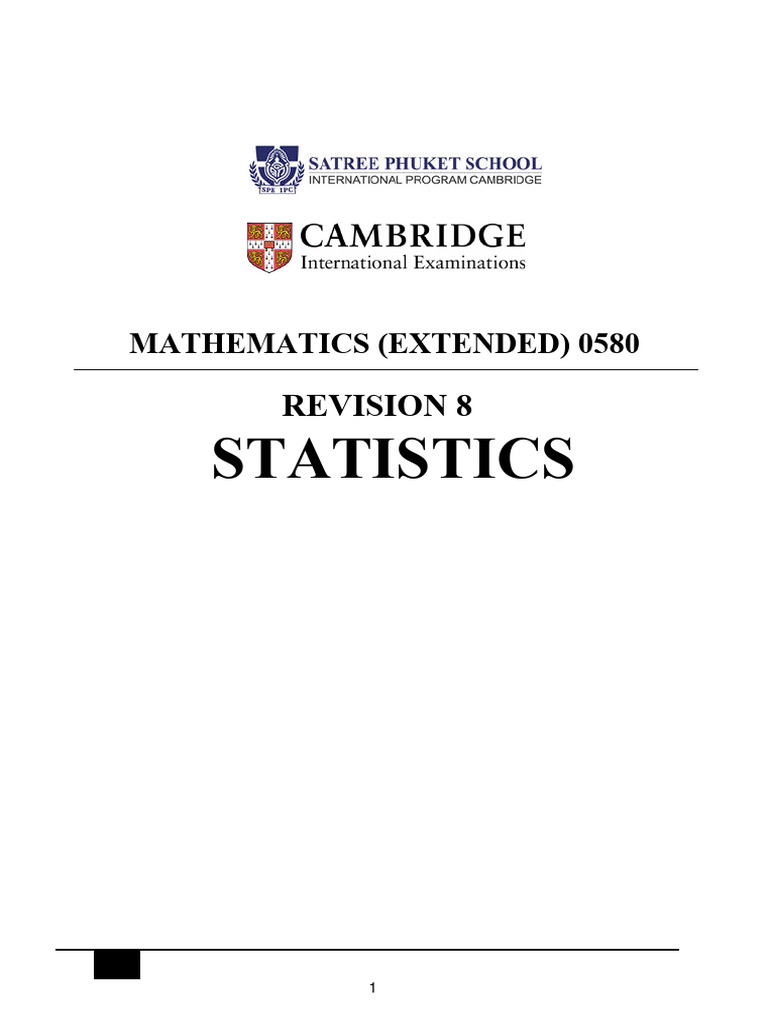 8 Revision Paper Statistics Cie Math Igcse Extended 0850 Pdf