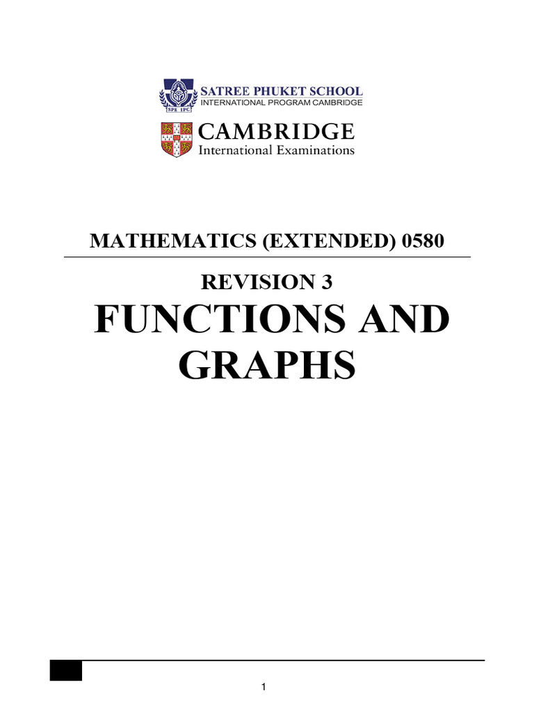 3 Revision Paper - Functions and Graphs CIE Math IGCSE Extended 0850 ...