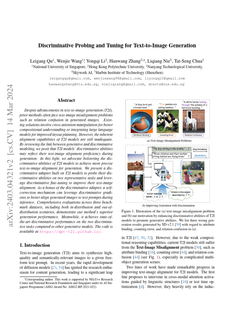 Discriminative Probing and Tuning For Text-To-Image Generation | PDF | Computational ...