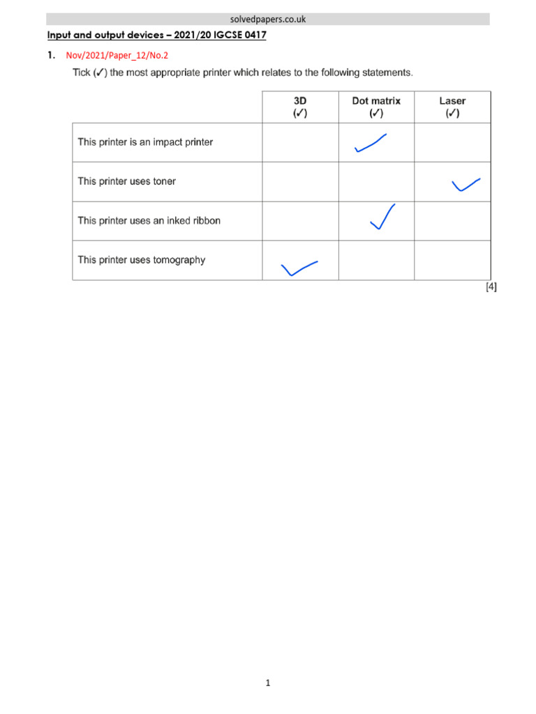 IGCSE Input and Output Devices 2021 | PDF | Business
