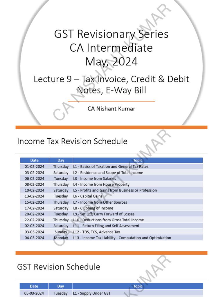 GST - Lecture 9 - Tax Invoice, Credit & Debit Notes, E-Way Bill | PDF ...