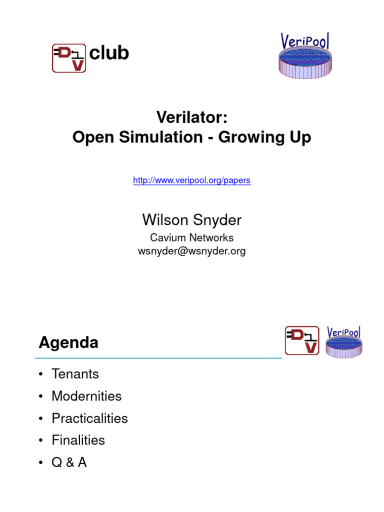 Verilator Open Simulation DVClub13 Pres | PDF | Simulation | Parsing