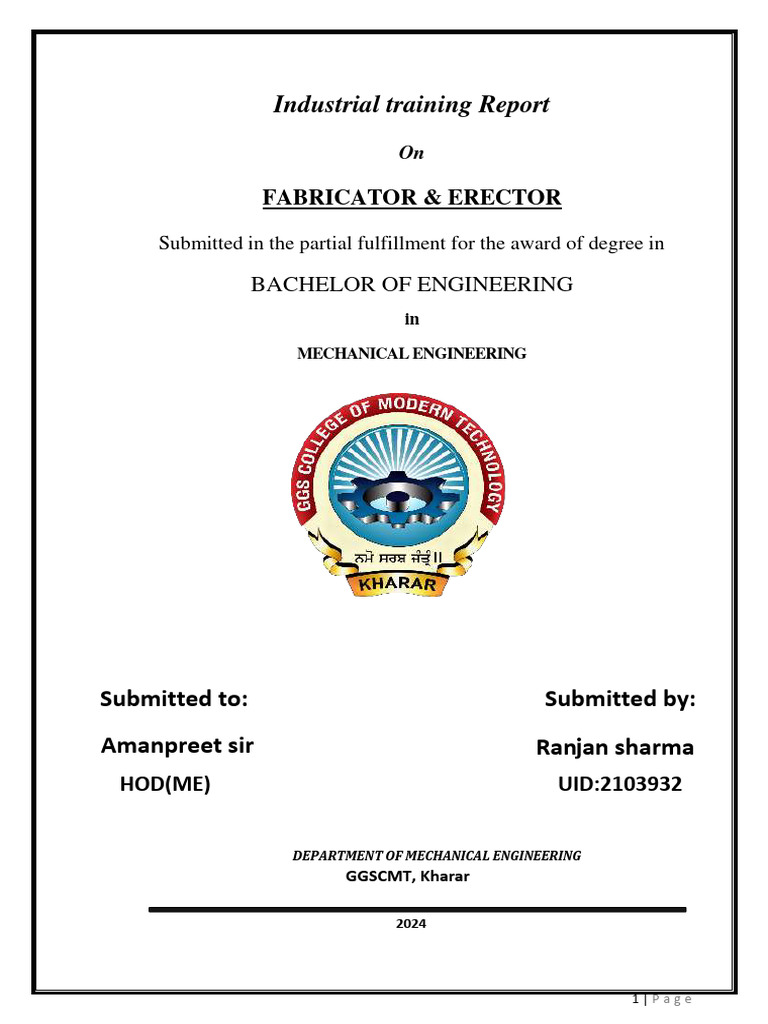 Industrial Report Ranjan Sharma | PDF | Pump | Valve