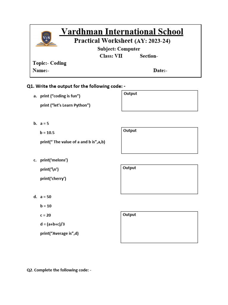 Practical Worksheet-7 | PDF