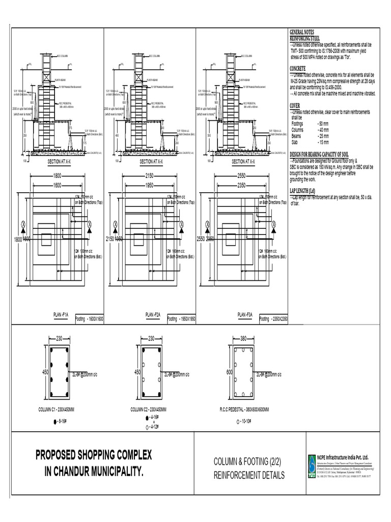Proposed Shopping Complex in Chandur Municipality.: Column & Footing (2 ...