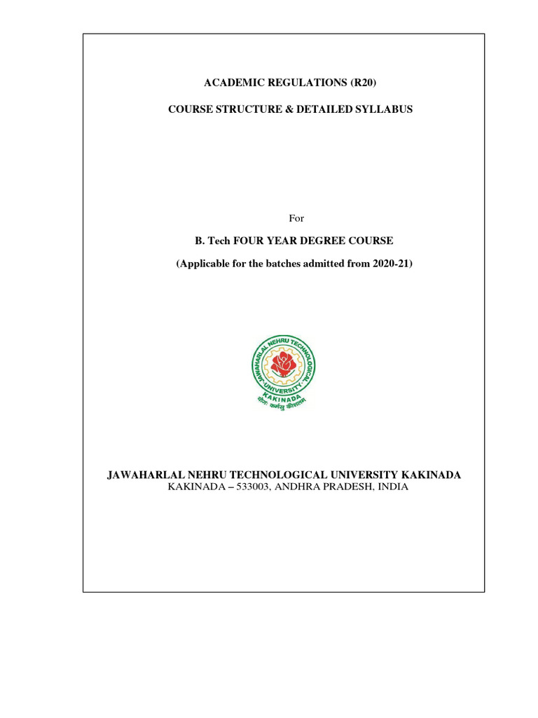 JNTUK B.Tech R20 Academic Regulations | PDF | Engineering | Academic Term