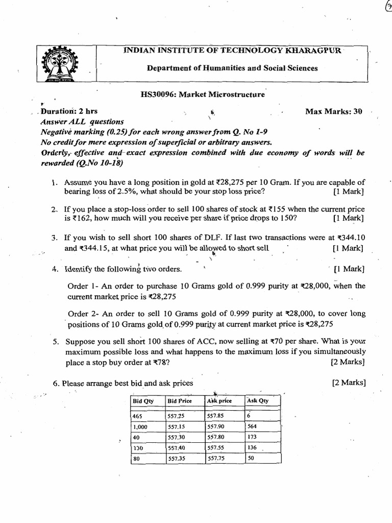 Market Microstructure Pdf Order Exchange Margin Finance