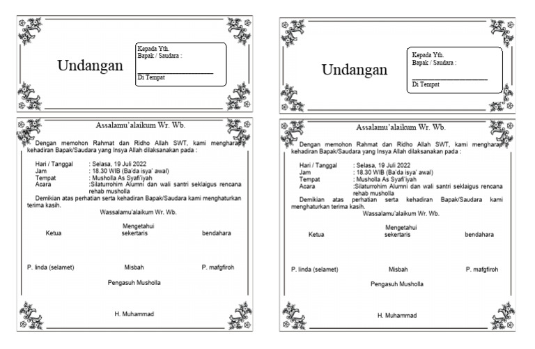 Undangan Musholla | PDF