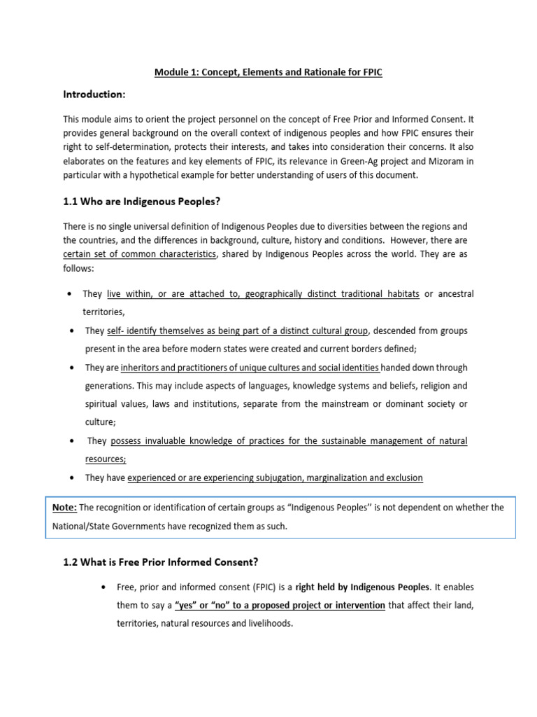 Free Prior Informed Consent - Fpic | PDF | Indigenous Peoples | Knowledge