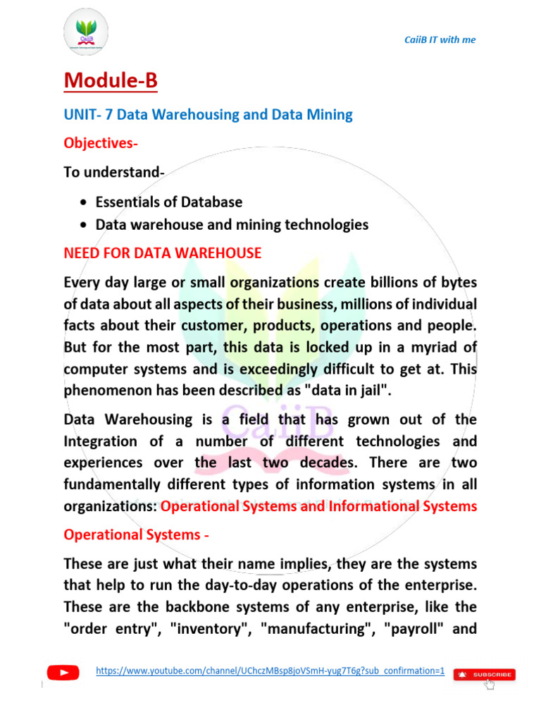 Data Warehousing and Mining Essentials | PDF | Data Warehouse | Metadata