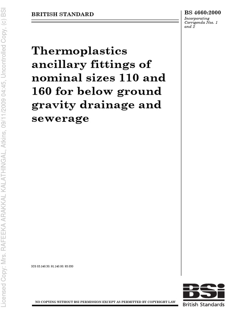 BS 4660:2000 Thermoplastics Fittings Standard | PDF | International ...