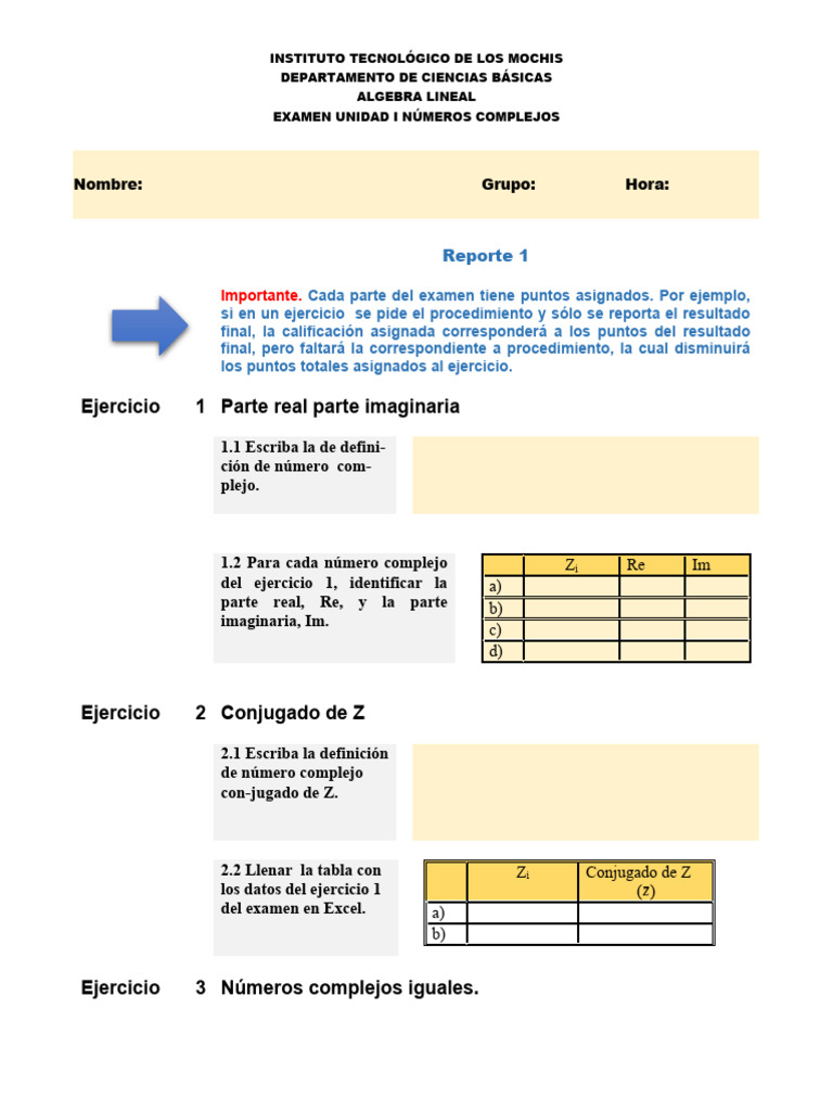 U1 Alg - Lin. Formato Reporte | PDF | Número complejo | Ecuaciones