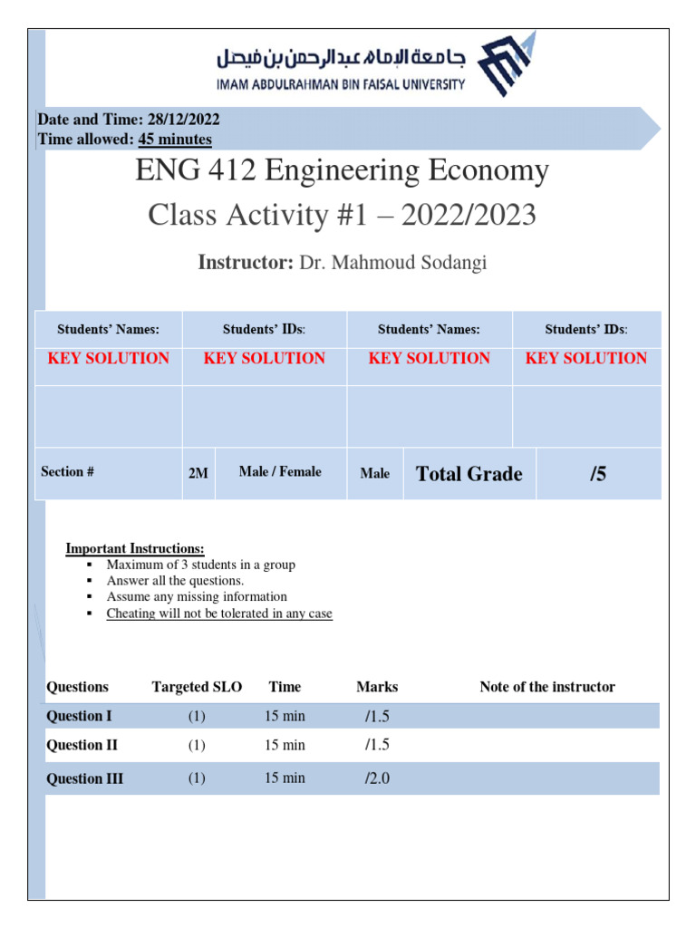 ENG 412 Class Activity 1 Section 2M Key Solution | PDF | Interest ...