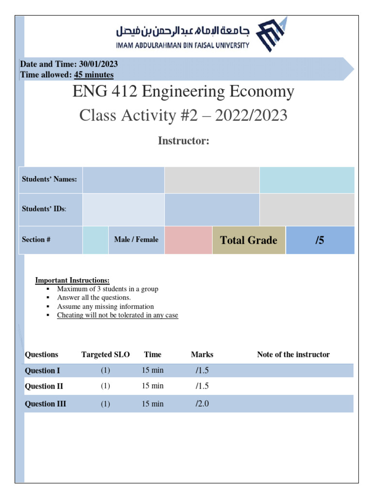 ENG 412 Class Activity 2 Section 1M - Keysolution | PDF | Internal Rate Of Return | Financial ...