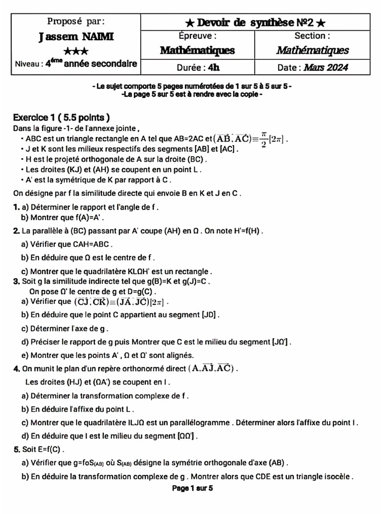 Série de Révision Math Bac Blanc | PDF