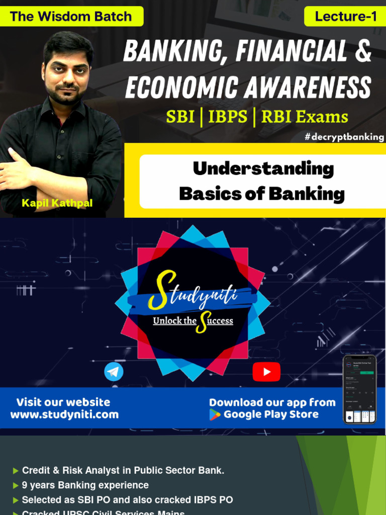 Lecture 1 Basics of Banking by Kapil Kathpal Studyniti Youtube Channel | PDF
