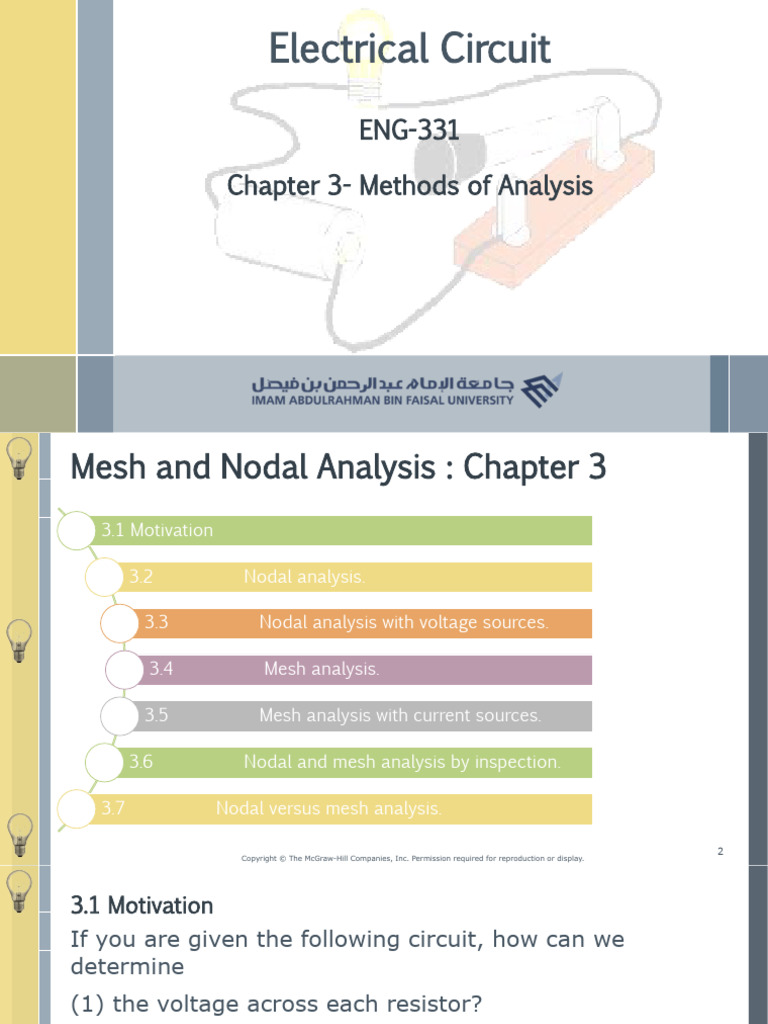 ENG331 - Lecture 3-Methods of Analysis - Chapter 3 | PDF | Electrical Network | Voltage