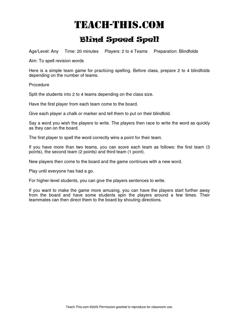 Blind Speed Spell | PDF