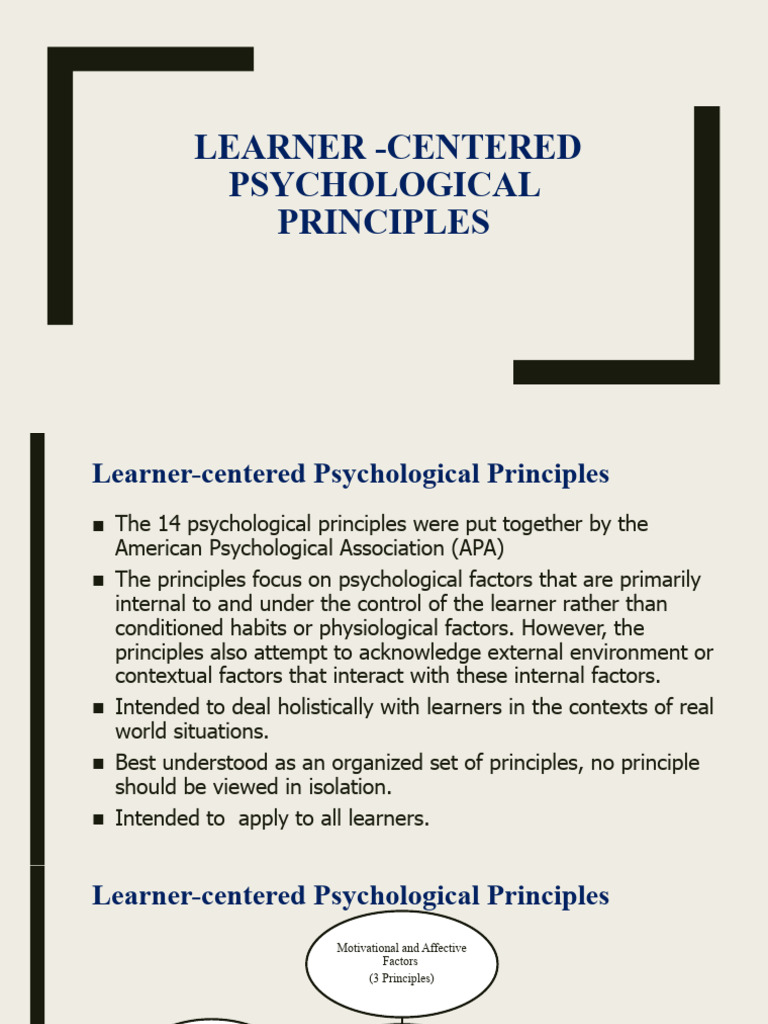 Learner-Centered Psychological Principles | PDF | Learning | Metacognition