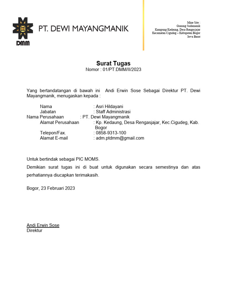 Surat Tugas Moms | PDF