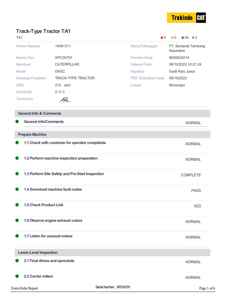 TA1 Inspection | PDF | Pump | Engines
