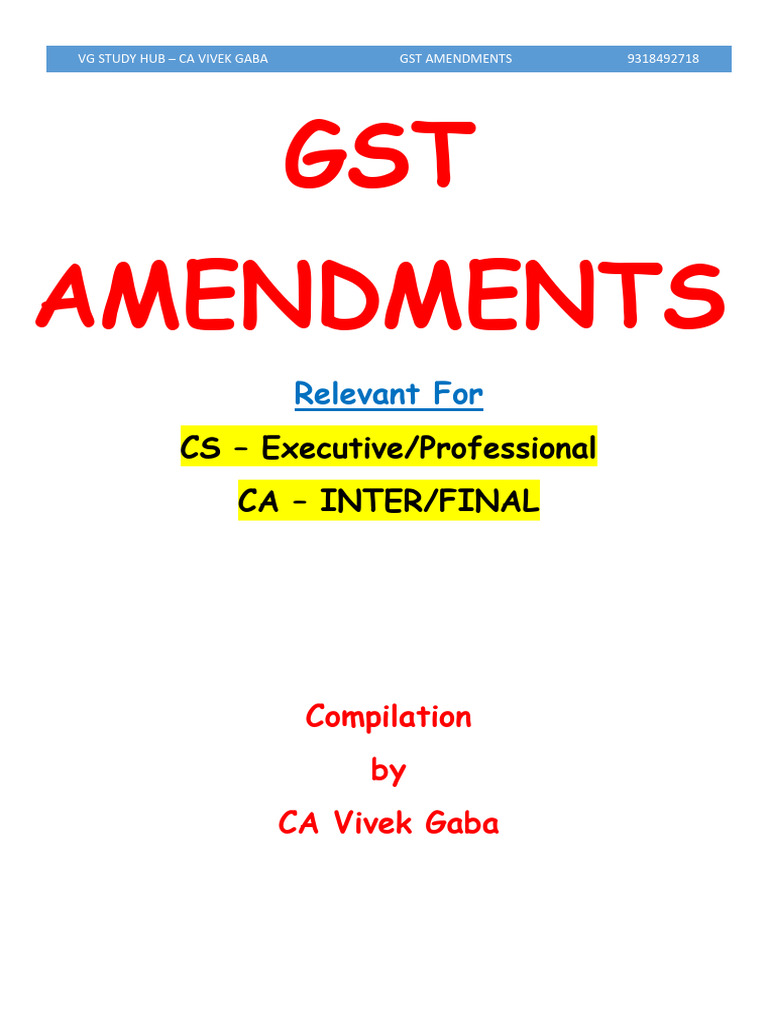 GST Amendments: CS - Executive/Professional Ca - Inter/Final | PDF ...