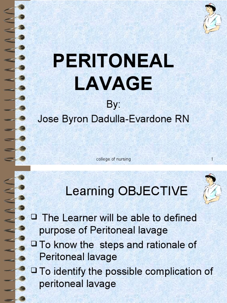 Peritoneal Lavage | PDF | Peritoneum | Catheter