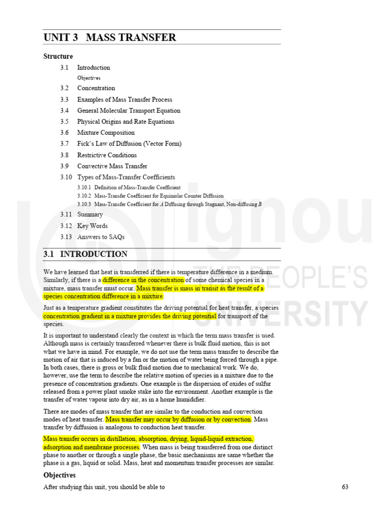 Mass Transfer | PDF | Diffusion | Mole (Unit)