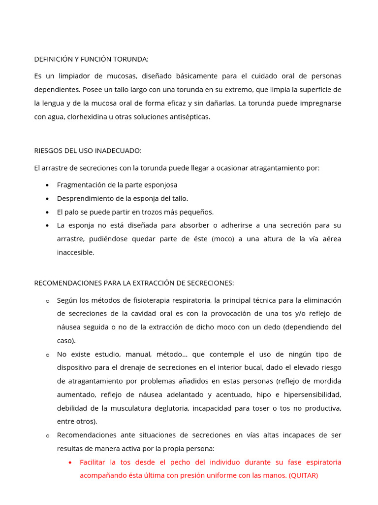 Definición y Función Torunda | PDF | Tos