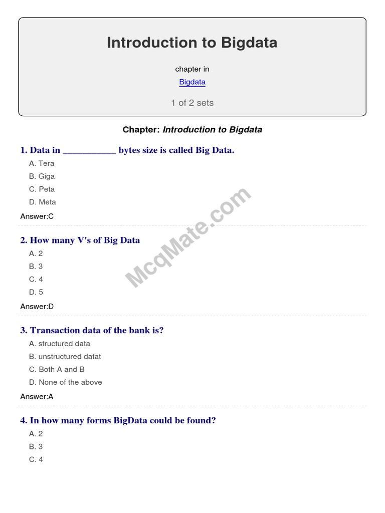 Bigdata-Bigdata (Set 1) | PDF | Big Data | Apache Hadoop Bigdata-Bigdata (Set 1) | PDF | Big Data | Apache Hadoop