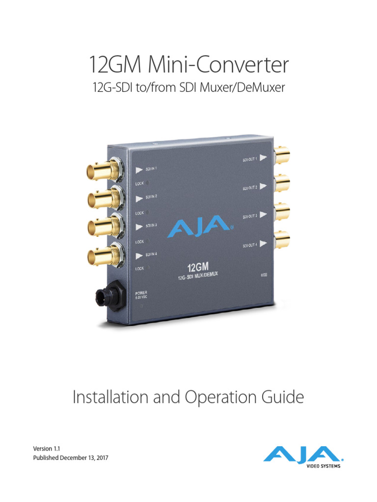 AJA 12GM Manual v1.1 | PDF | Mac Os | Installation (Computer Programs)