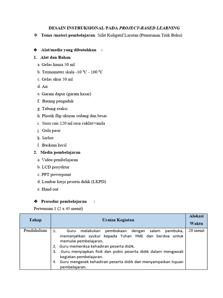 Desain Instruksional - Project Based Learning | PDF | Karier & Perkembangan