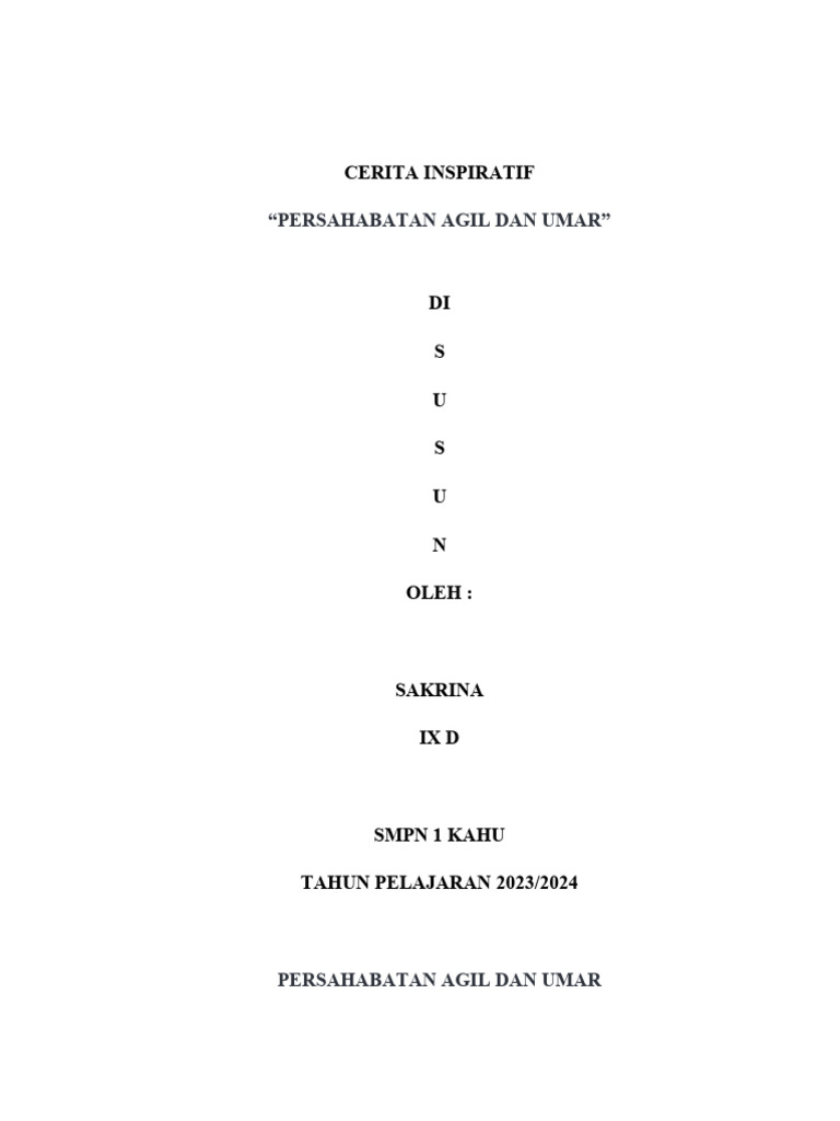 Persahabatan Agil dan Umar: Sebuah Inspirasi | PDF