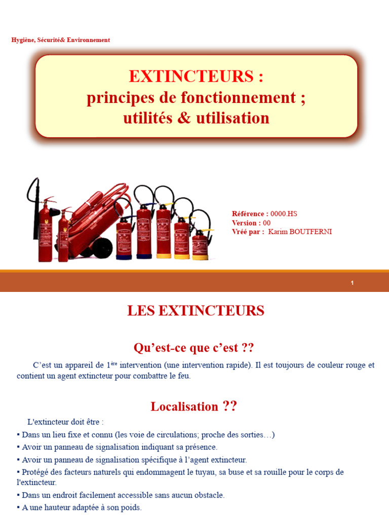 Utilisation Des Extincteurs | PDF | La combustion | Combustible