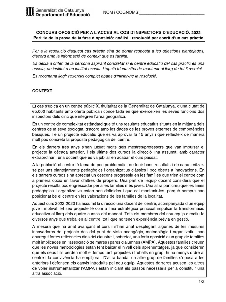 Cas Practic 2022 Concurs Oposicio | PDF