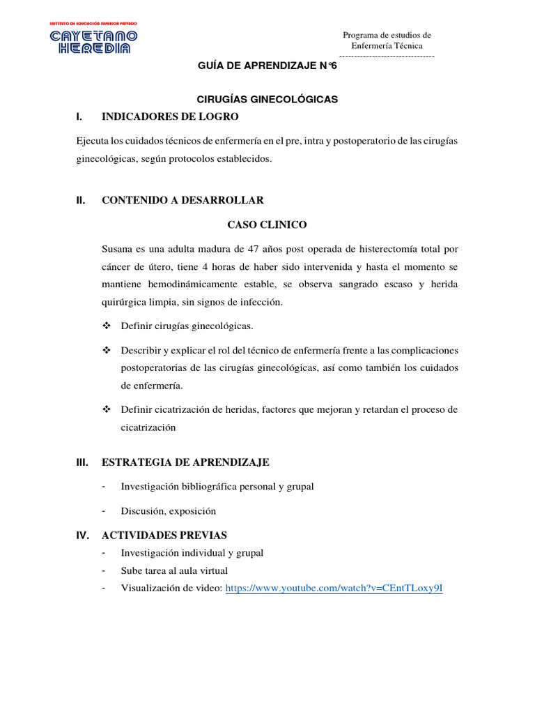 GUÍA 6 Qx | PDF | Especialidades Medicas | Medicina CLINICA