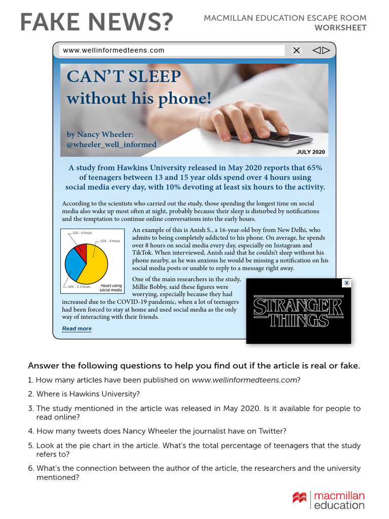 Fake News Teacher Worksheet | Download Free PDF | Social Media ...