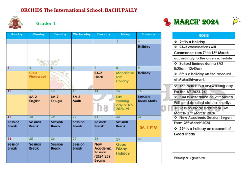 March 2024 School Calendar | PDF
