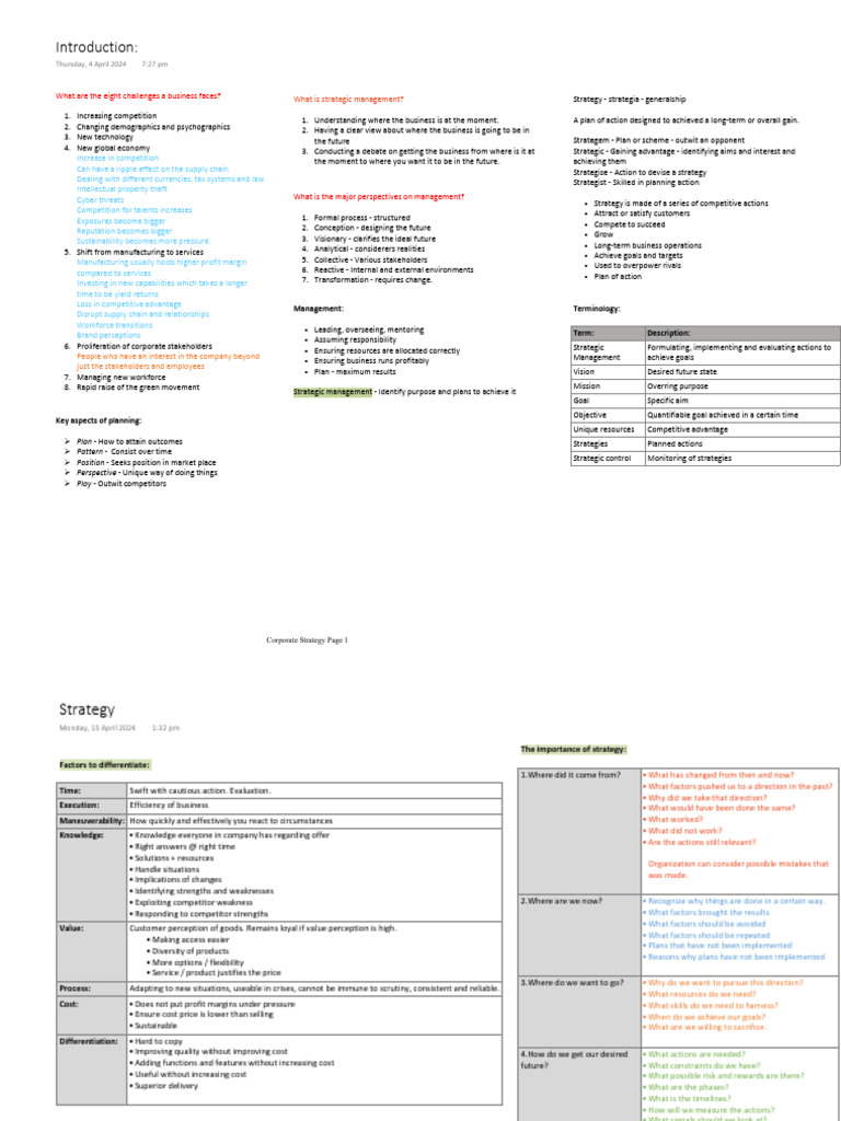 ICB Corporate Strategy Study Notes Module 1 - 2 | PDF | Strategic ...