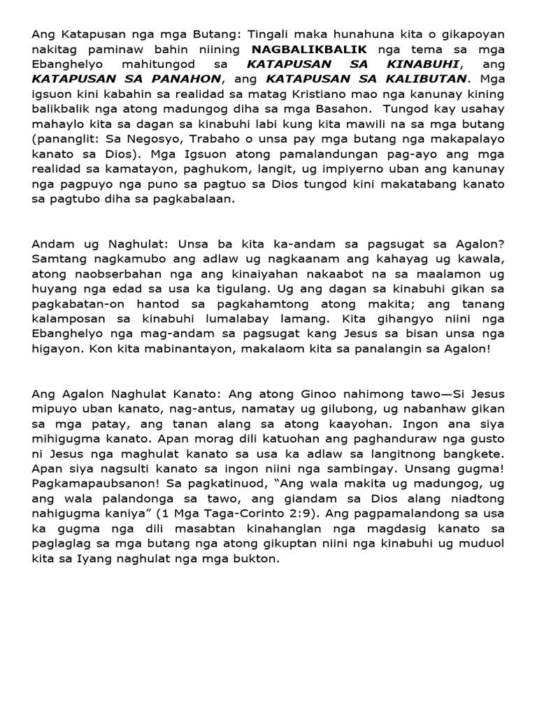 5th Ang Katapusan nga mga Butang | PDF