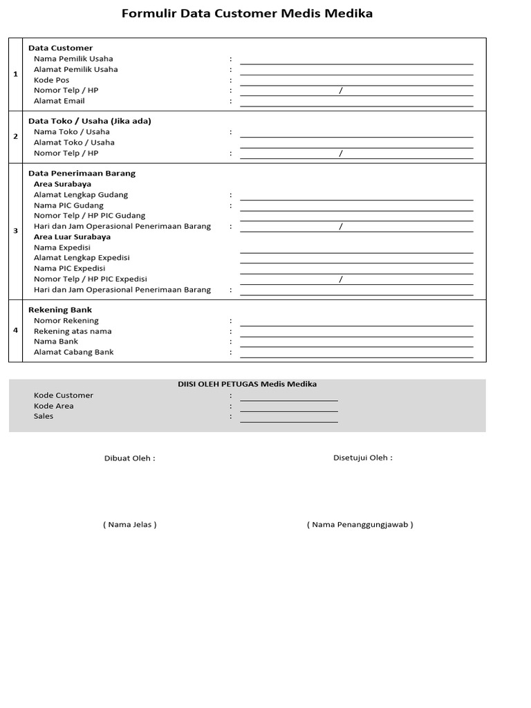 Formulir Data Customer Medis | PDF | Pengelolaan Keuangan & Uang