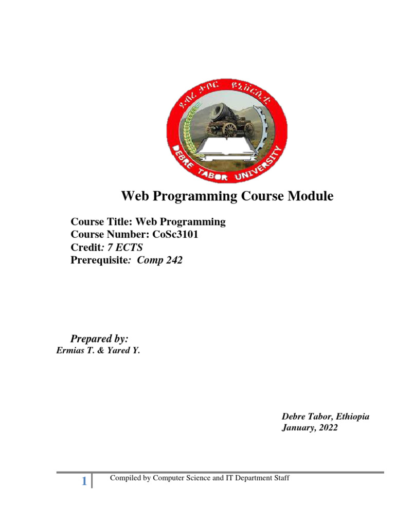 Web Programming Module | PDF | World Wide Web | Internet & Web