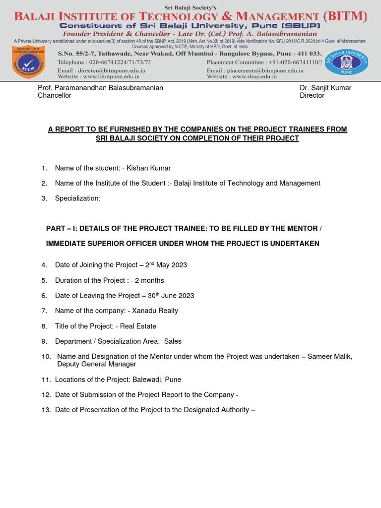 Project Evaluation Form 2023 - Kishan Kumar | PDF | Methodology