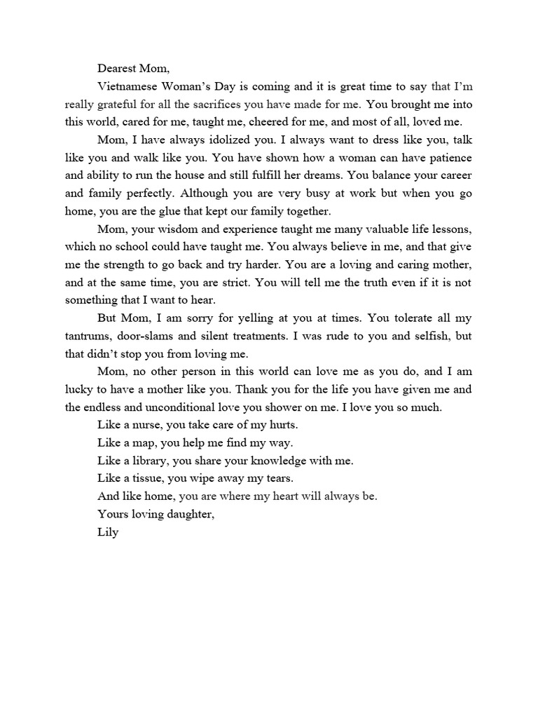 Letter To Mom | PDF