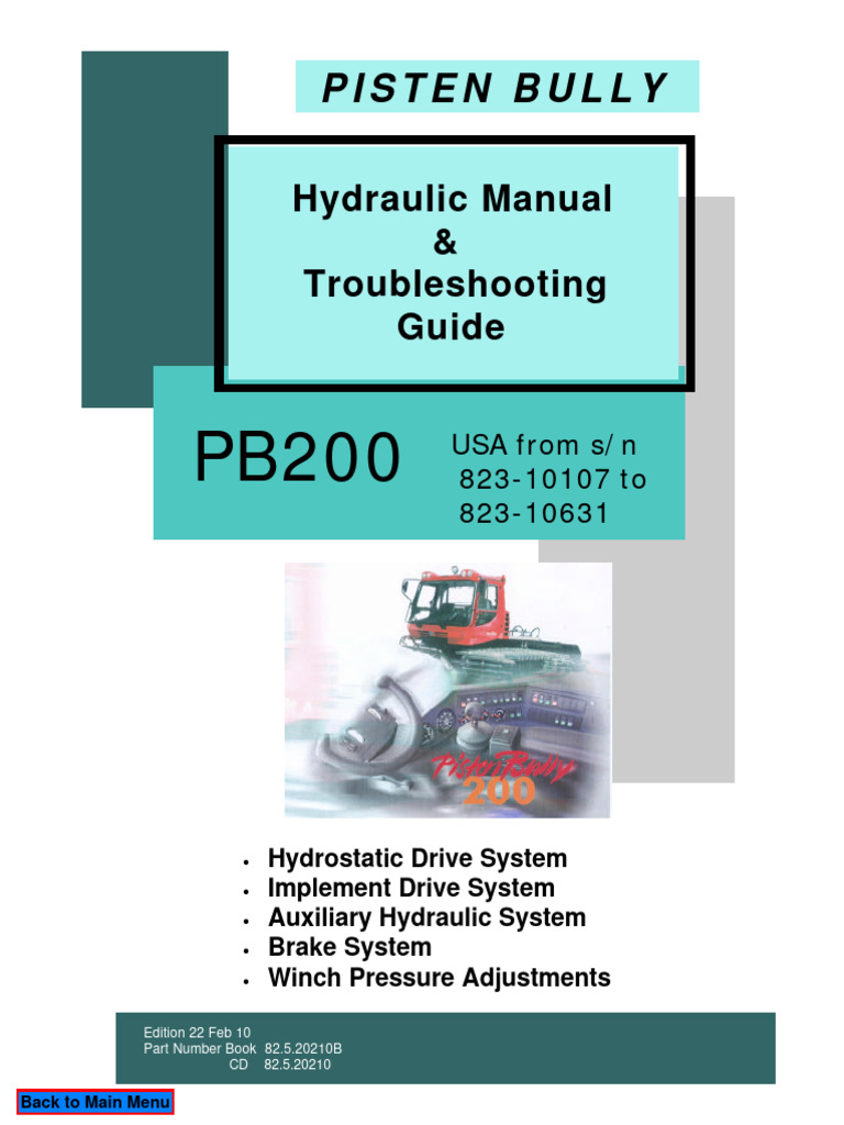 PB 200 Hydraulic Manual & Troubleshooting | PDF | Pump | Mechanical ...